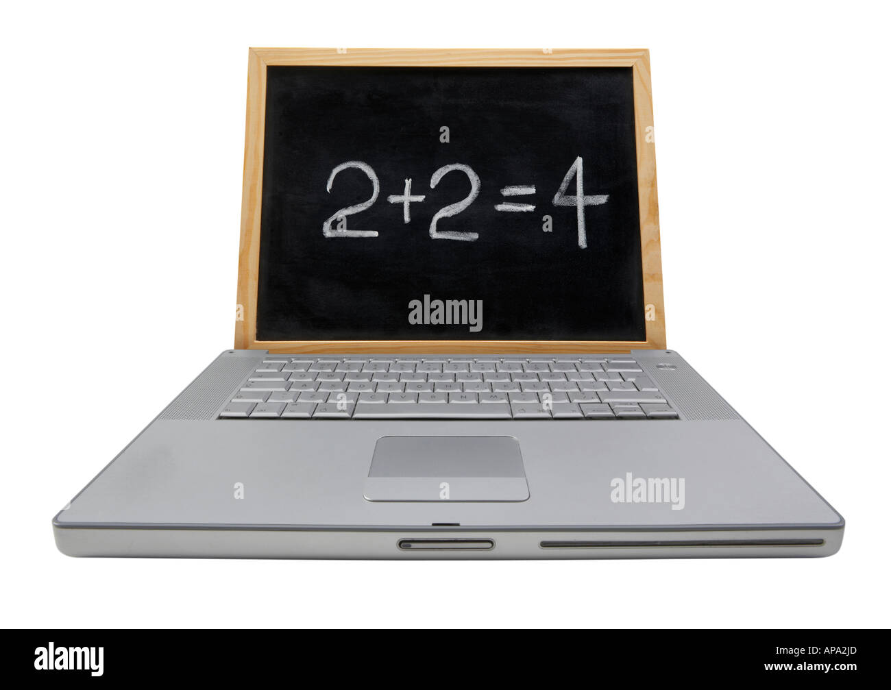 COMPUTER WITH BLACKBOARD INSTEAD OF SCREEN WITH THE LETTERS A B C ...