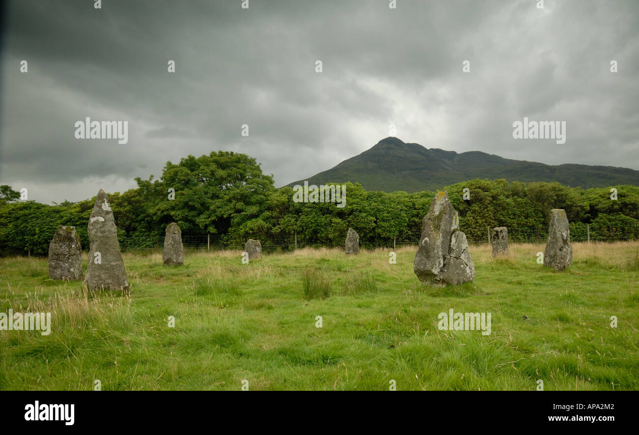 Stone circle on the Isle of Mull, Scotland, near Moy Castle Stock Photo ...