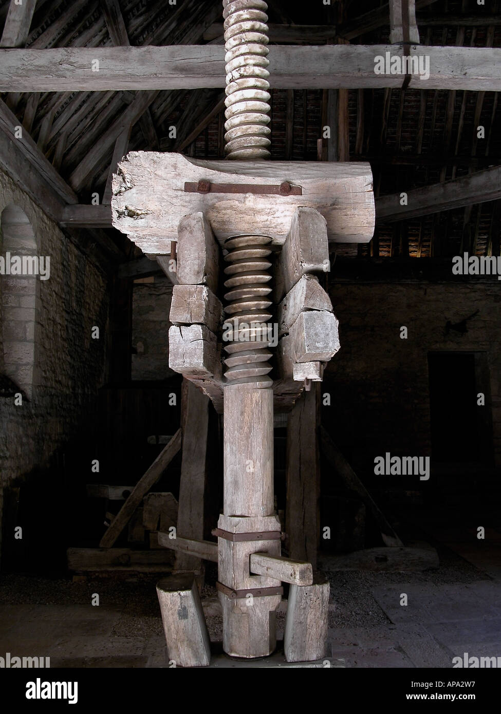 Giant medieval oak wine press hi-res stock photography and images - Alamy