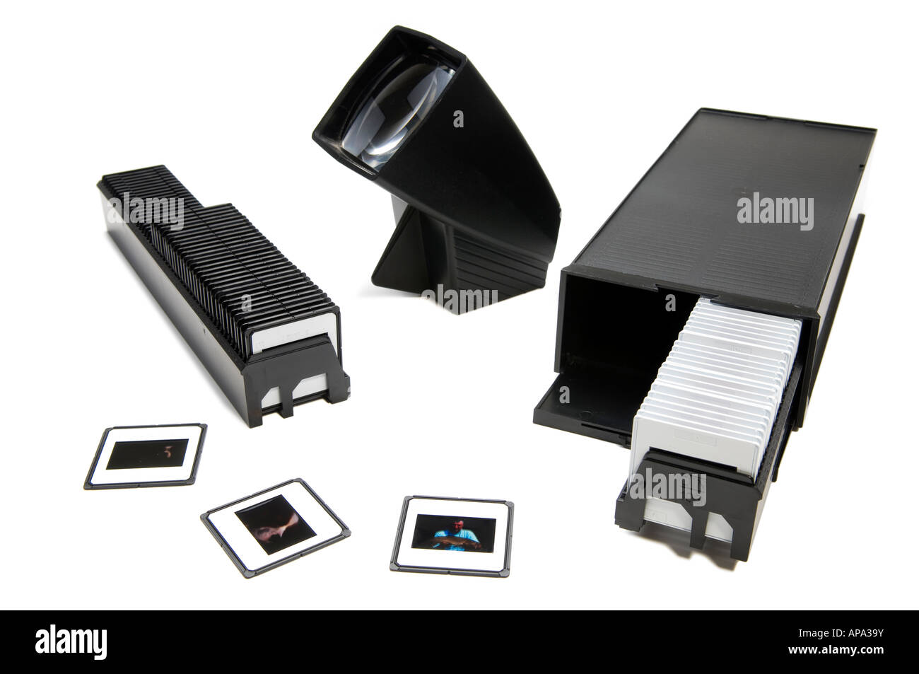 Transparencies plastic storage boxes and viewer Stock Photo - Alamy