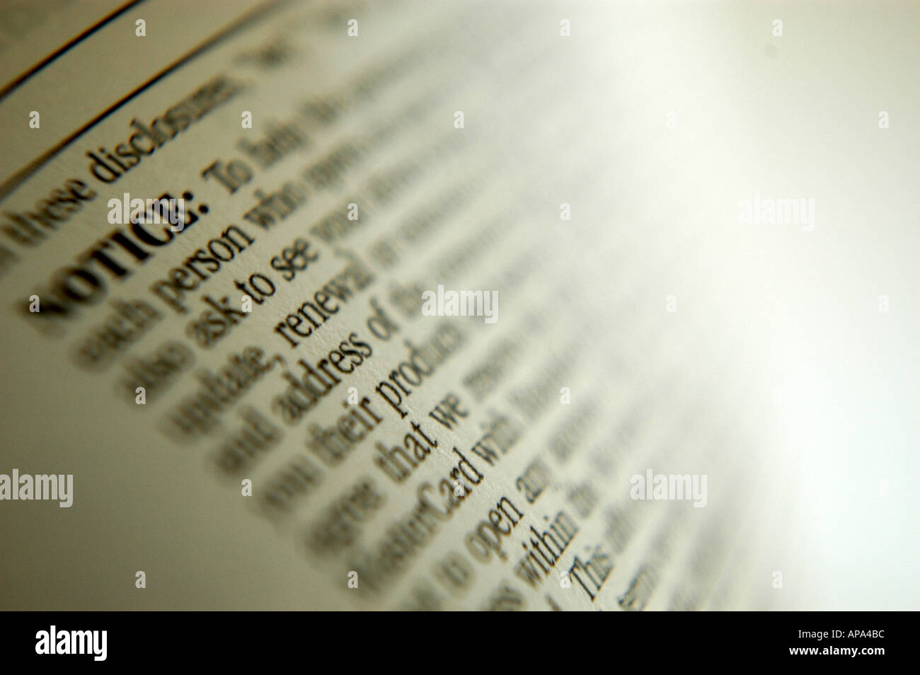 Newspaper article text begins NOTICE Stock Photo - Alamy