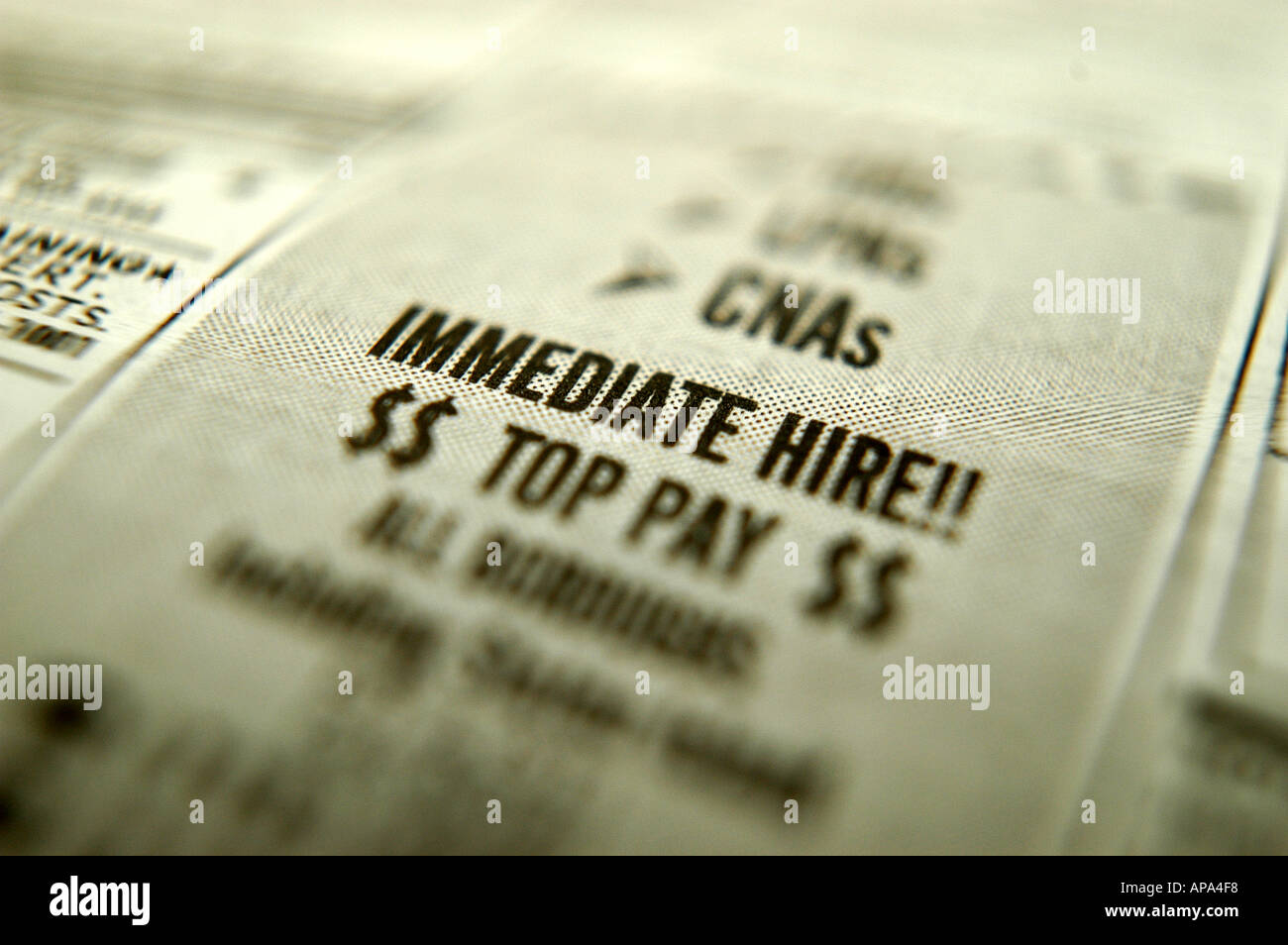 Close-up of the Classified Section of a newspaper Stock Photo - Alamy