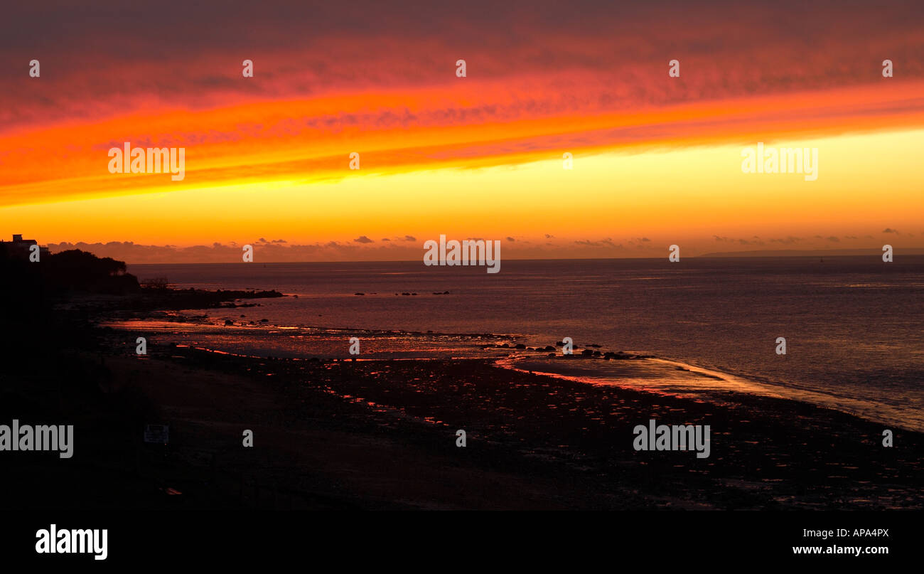 Sunset over fort Victoria near the needles Isle of wight Stock Photo ...