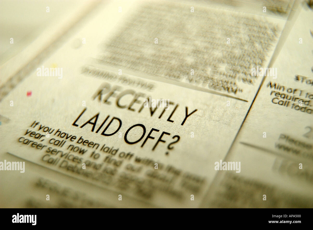 Close-up of the Classified Section of a newspaper Stock Photo - Alamy