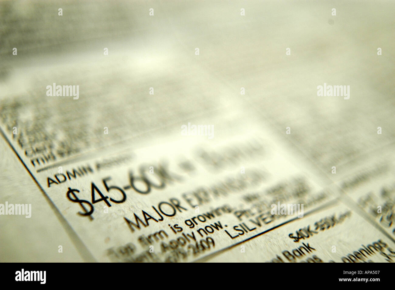 Close-up of the Classified Section of a newspaper Stock Photo - Alamy