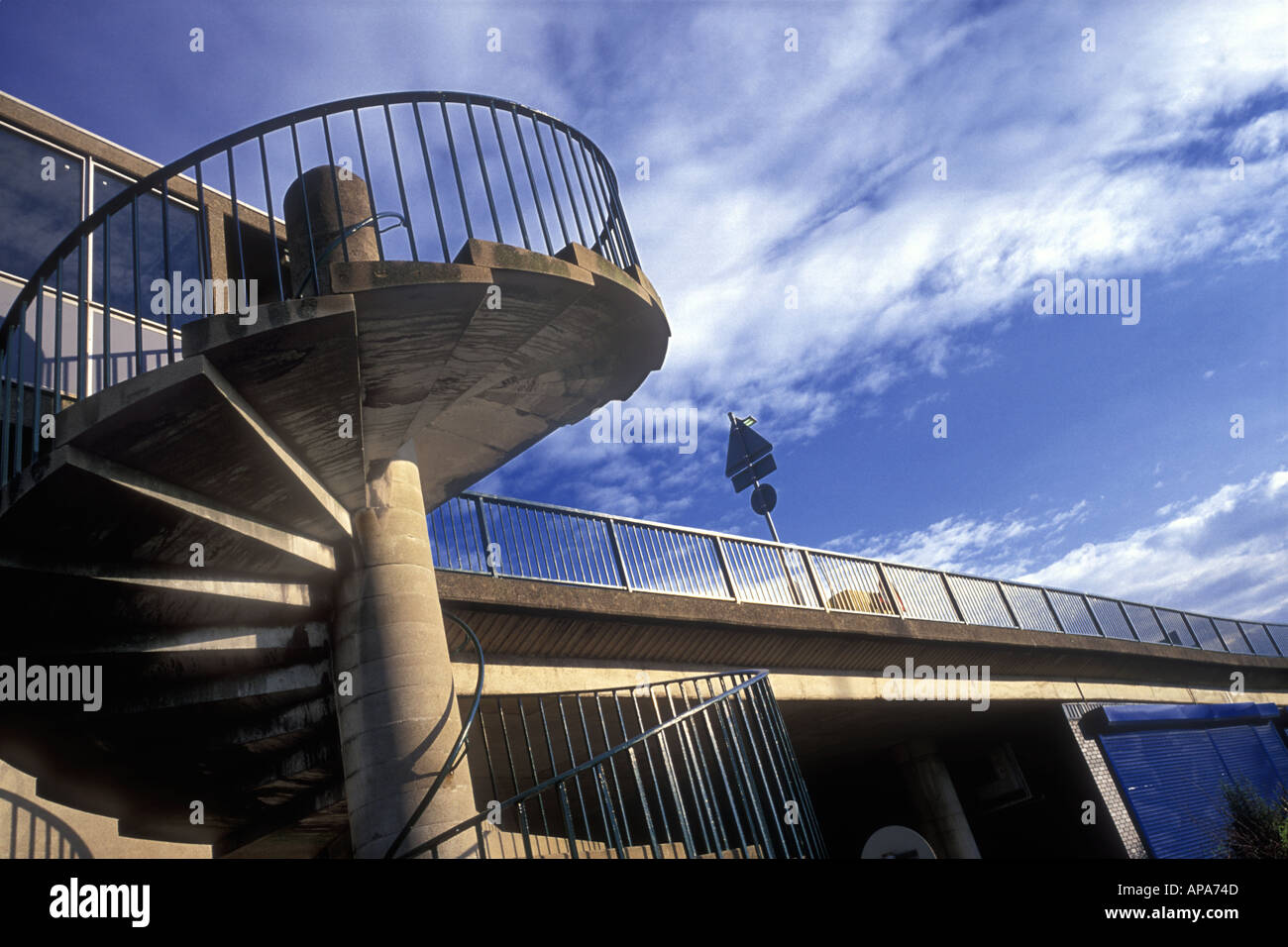Spiral stairway leading to a flyover in Bristol Stock Photo - Alamy
