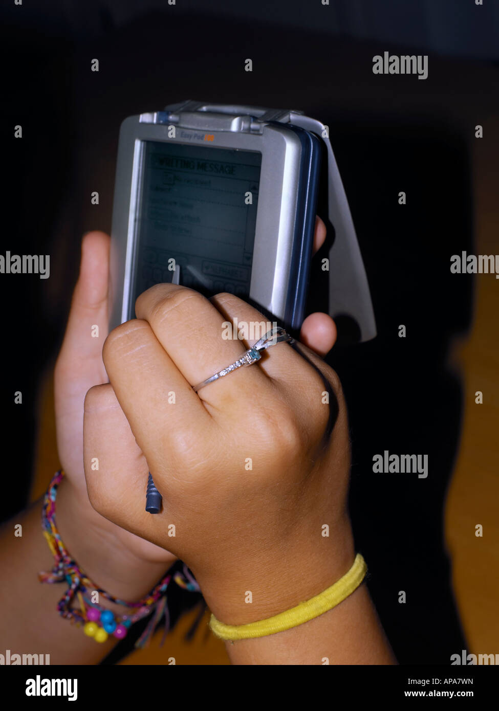 Using an Electronic Notepad Stock Photo - Alamy