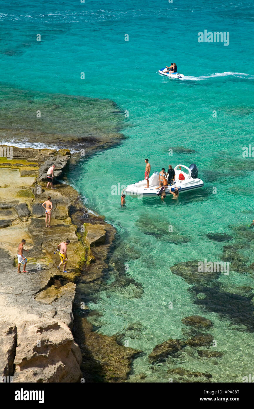 People swimming. Near Cala Vella. Mallorca Island. Spain Stock Photo ...