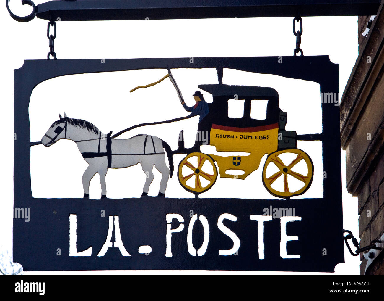 La Poste sign signpost carriage communication Stock Photo - Alamy