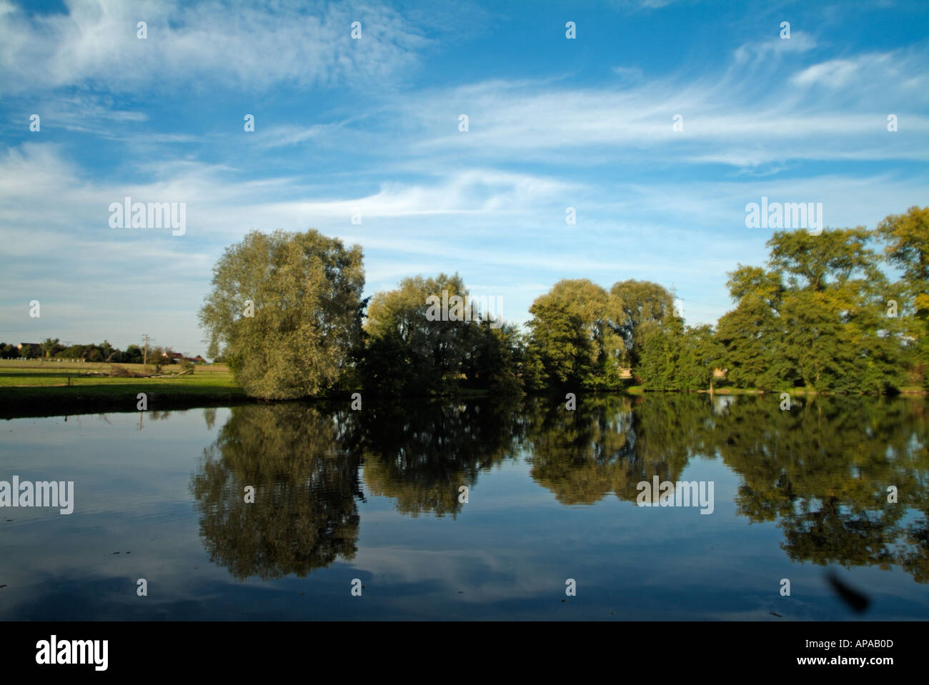 Lake surrounded by trees, in Fampoux, village of North of France Stock ...