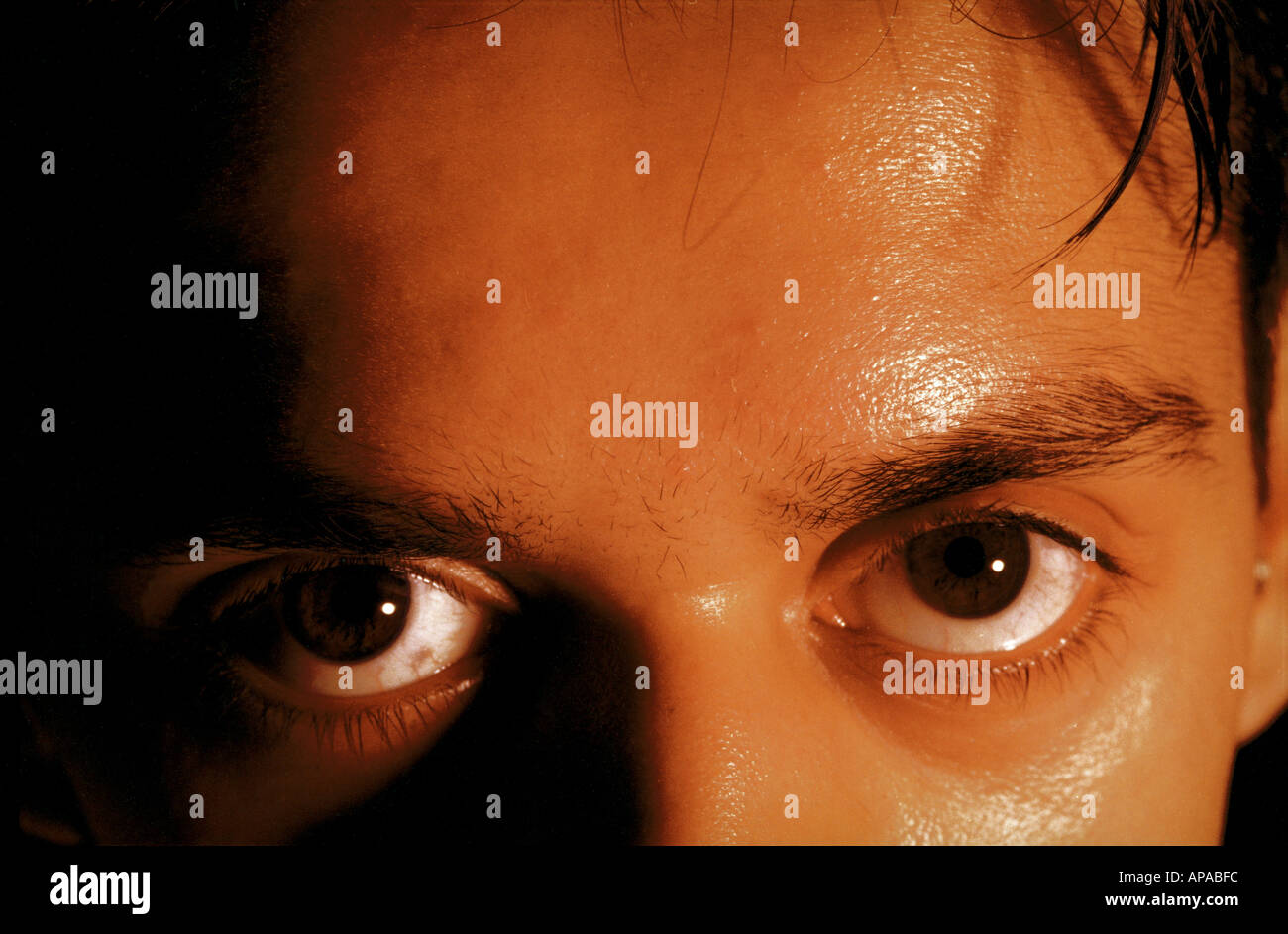 Two eyes of young angry man looking directy at you MR#517 Stock Photo ...