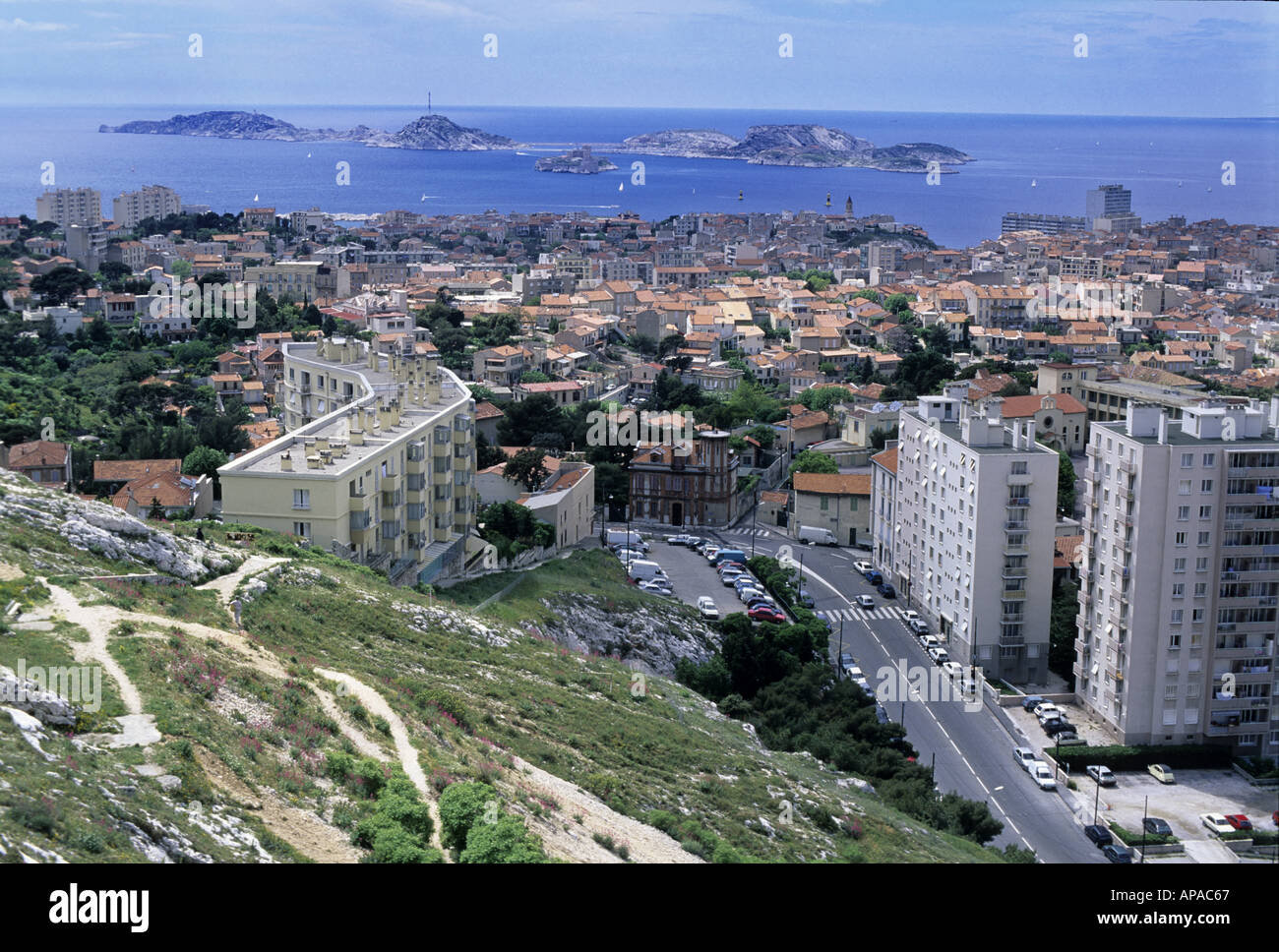 France Marseille Buildings And Houses At Endoume District Facing Frioul ...