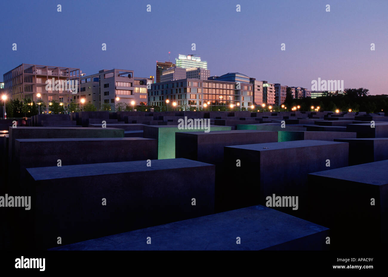 Berlin. Holocaust Mahnmal by night. Holocaust Memorial. Skyline of ...