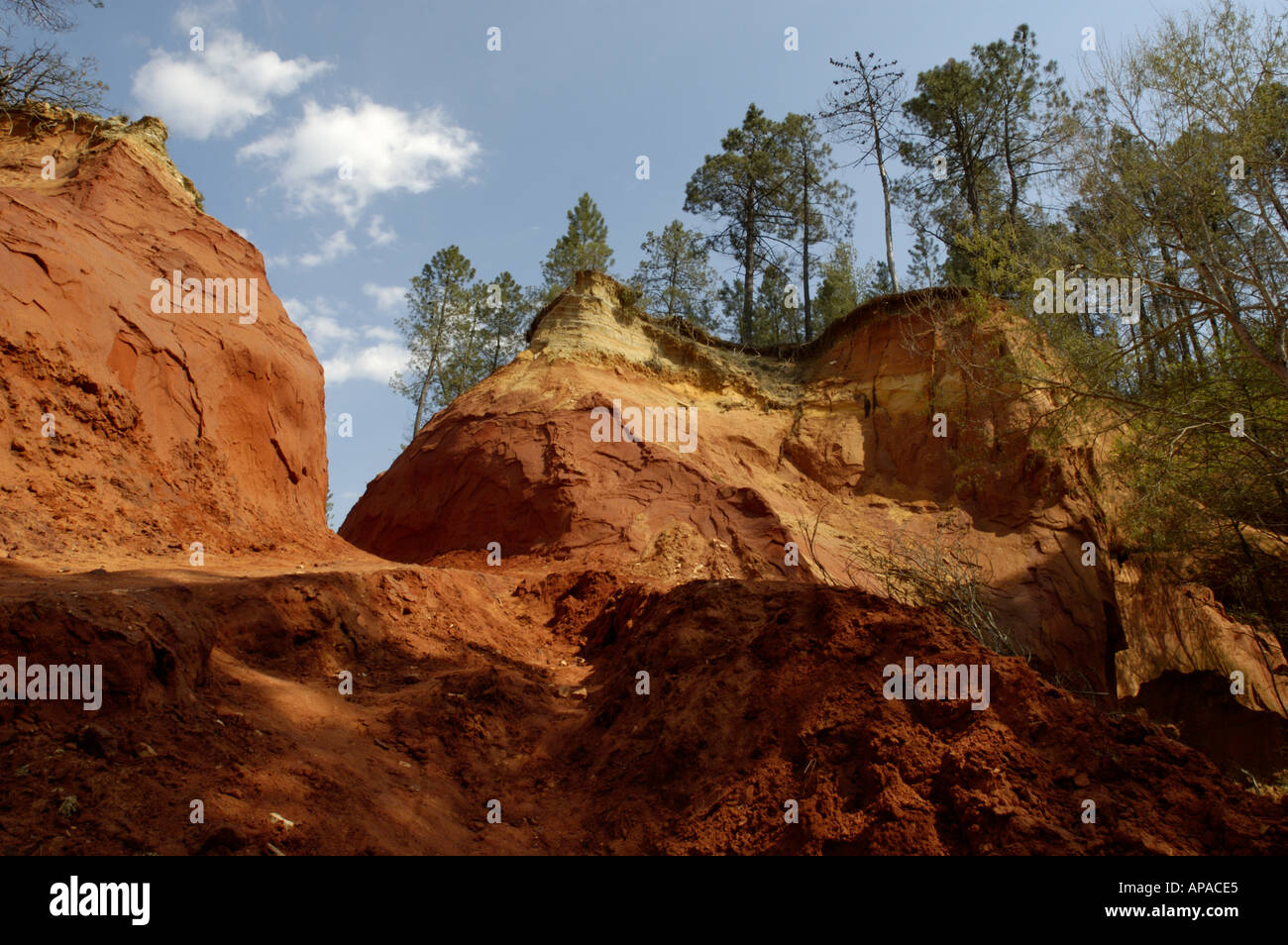 France Provence Luberon The Rustrel Canyon Red Sandy Cliffs Stock Photo ...