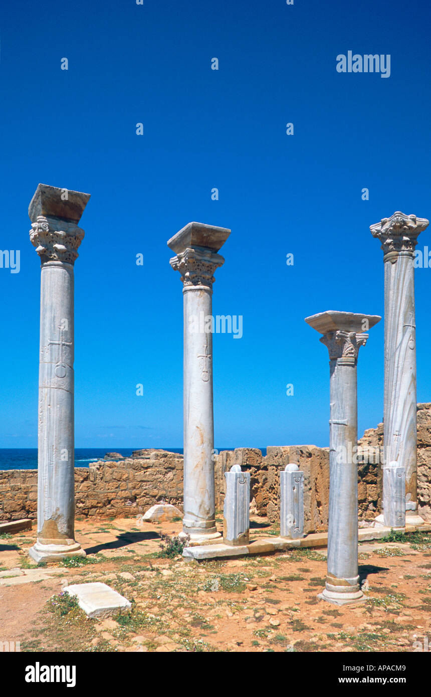Central Church, Appolonia, Libya, detail of columns Stock Photo - Alamy