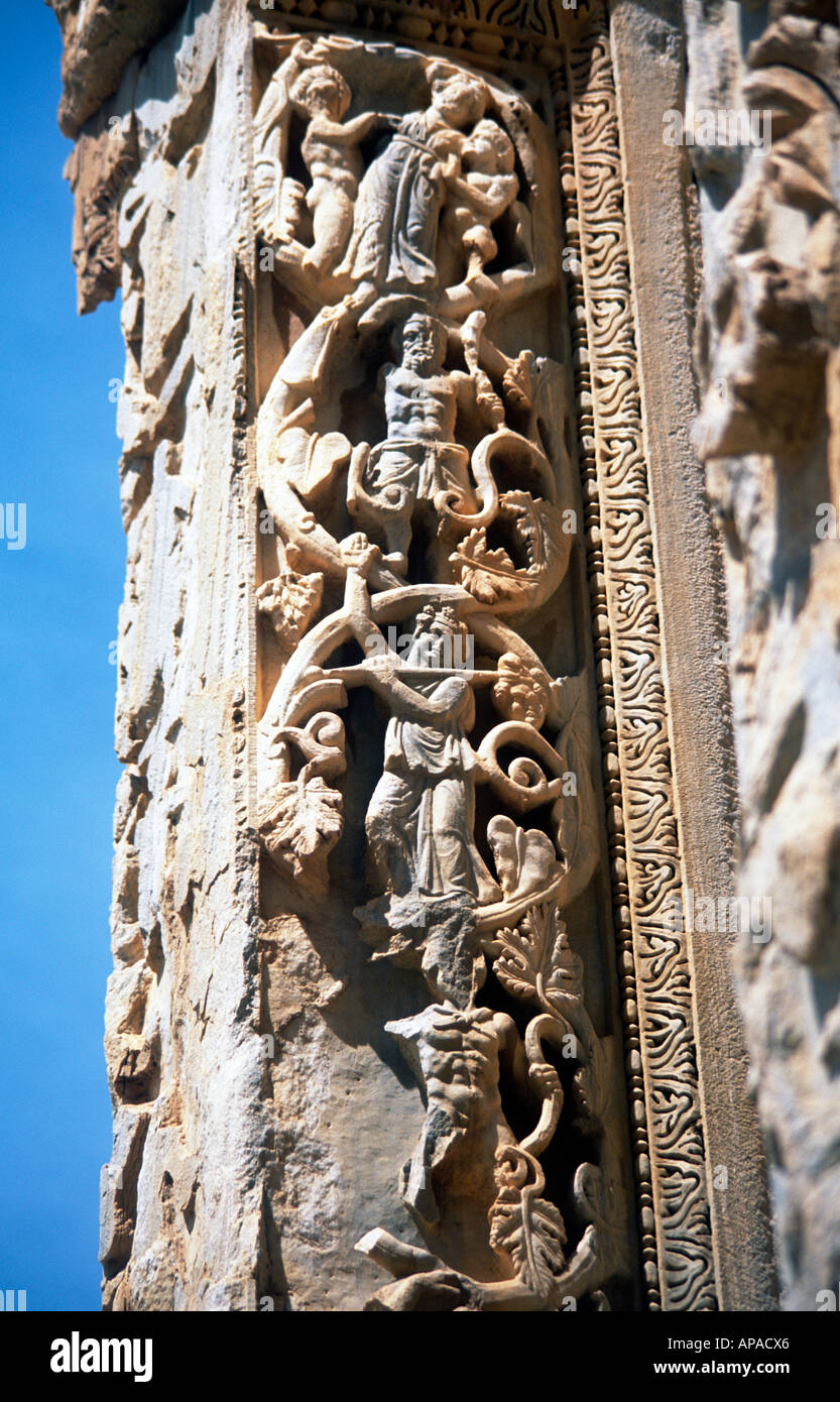 Detail of Roman carved marble pilaster, basilica, adjoining the Severan ...