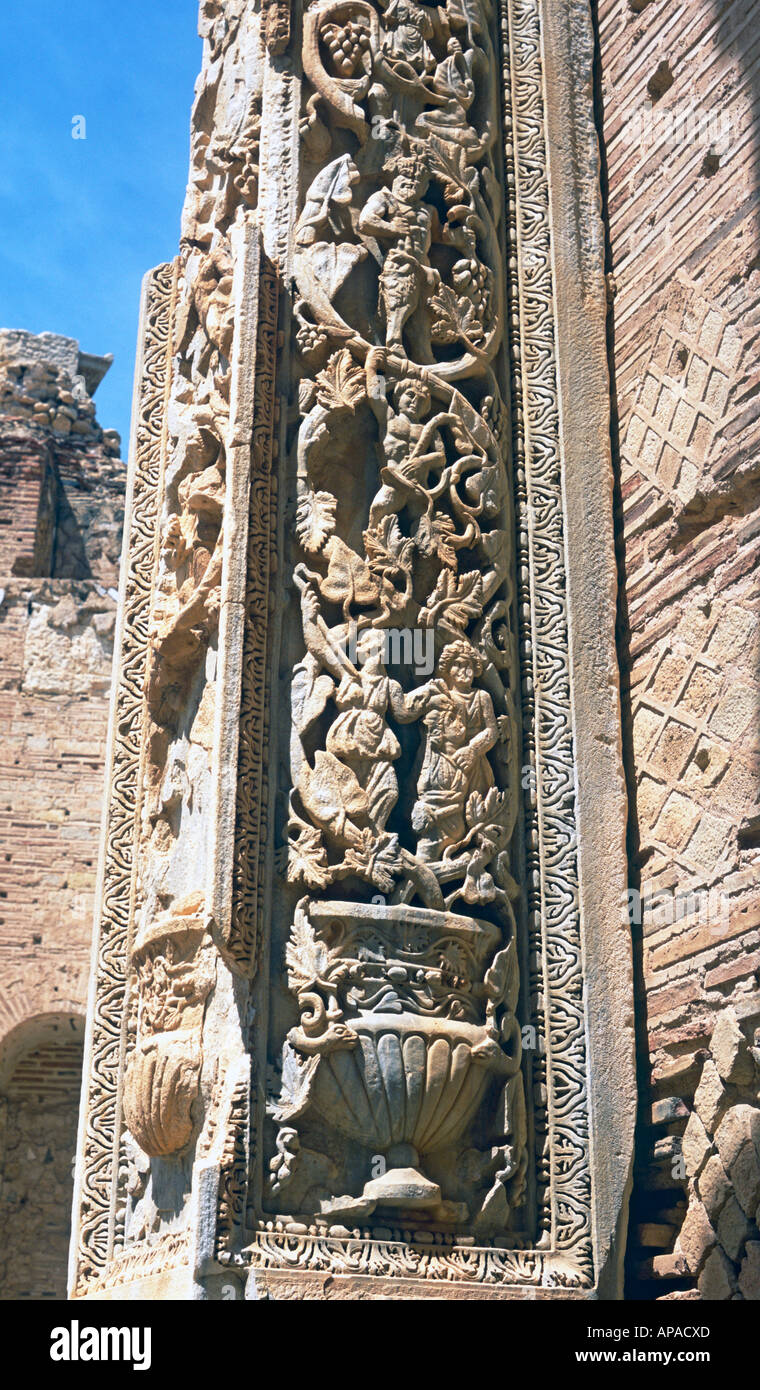 Detail of carved marble pilaster, basilica, adjoining the Severan forum ...