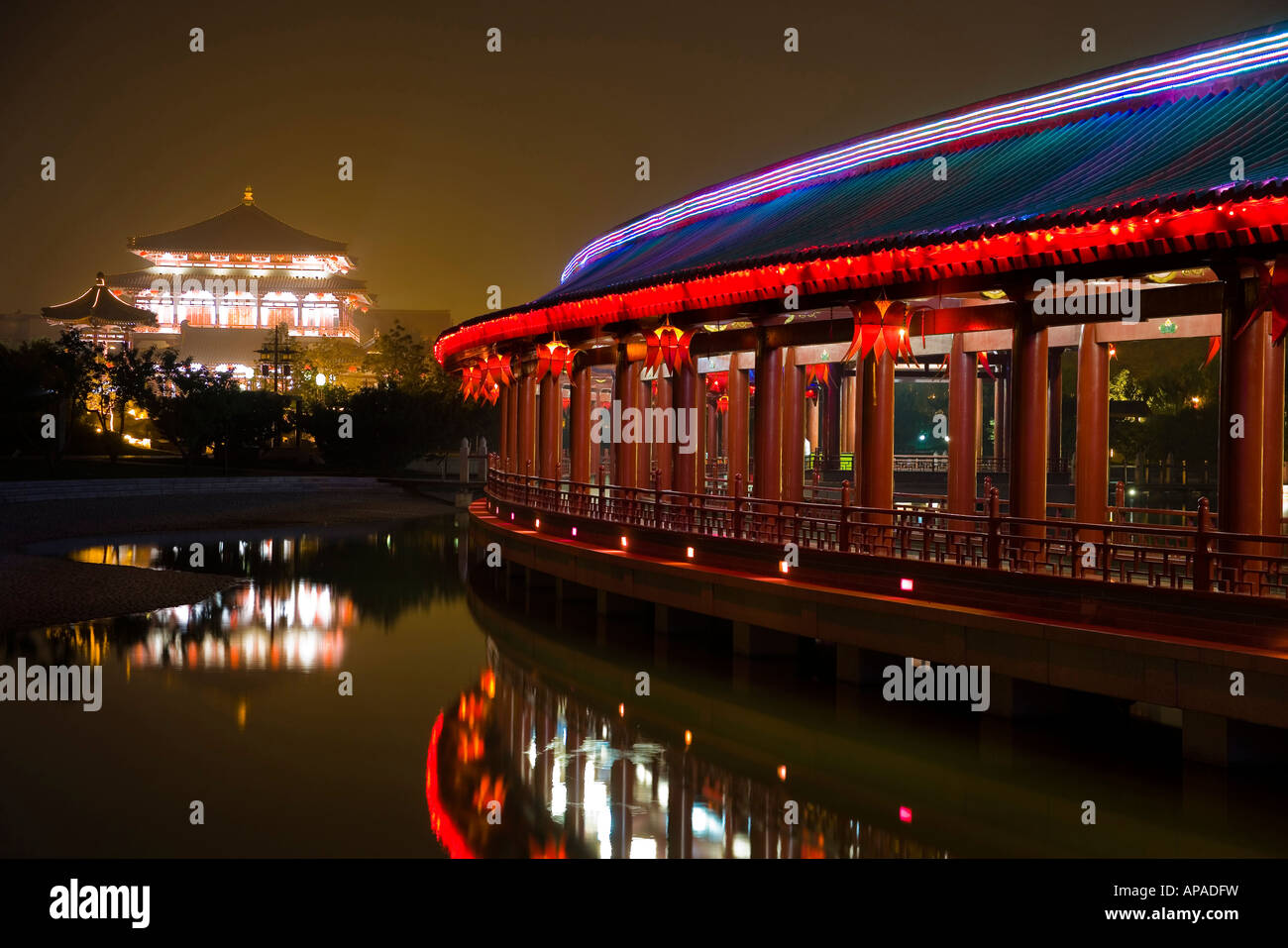 Night Scene of Tang Paradise Xi'an Stock Photo - Alamy