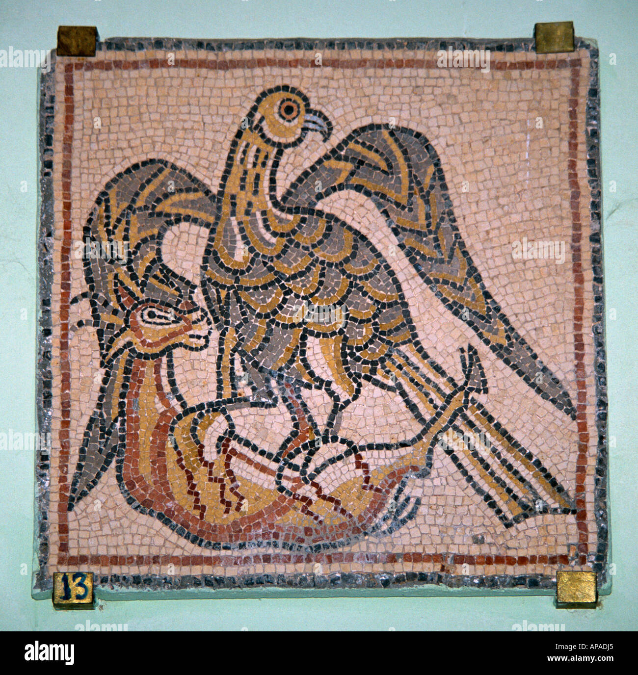 mosaic showing an eagle attacking a deer or gazelle, Qasr Libya, former ...