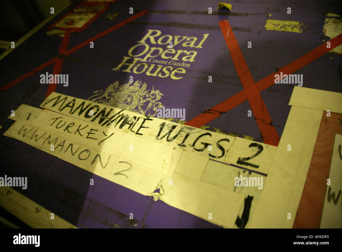 CRATE OF WIGS BACKSTAGE FOR THE ROYAL BALLET'S PERFORMANCE OF MANON AT ...