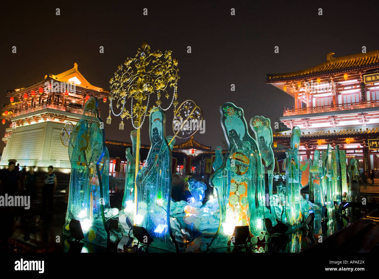 Night Scene of Tang Paradise Xi'an Stock Photo - Alamy
