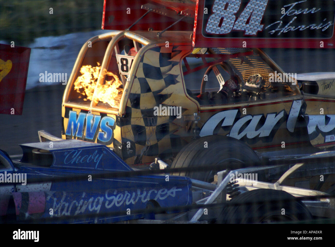 Racing car on fire hi-res stock photography and images - Alamy