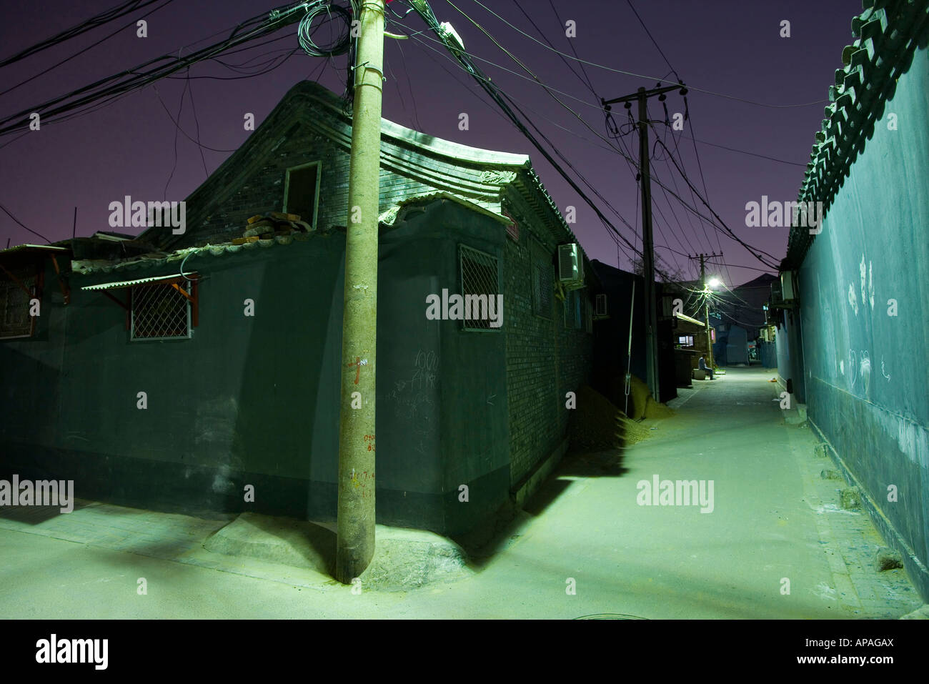 Night Scene of Beijing Hutong Stock Photo - Alamy