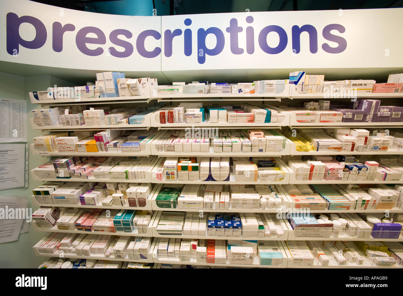 Display of pharmacy shelving in UK pharmacy Stock Photo - Alamy