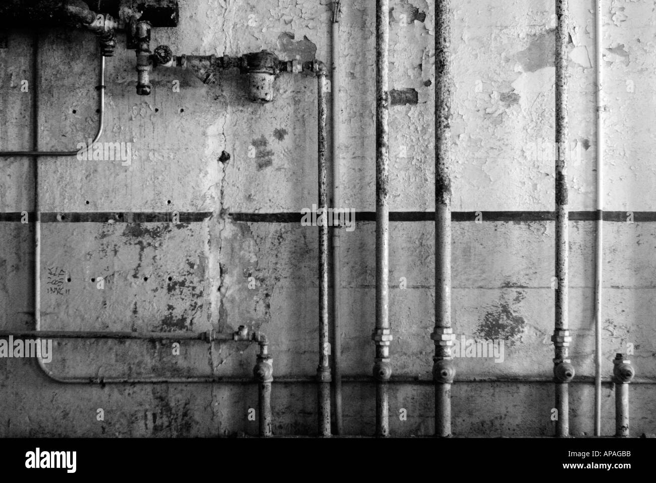 Rusting old water pipes in Alacatraz prison San Francisco USA Stock ...