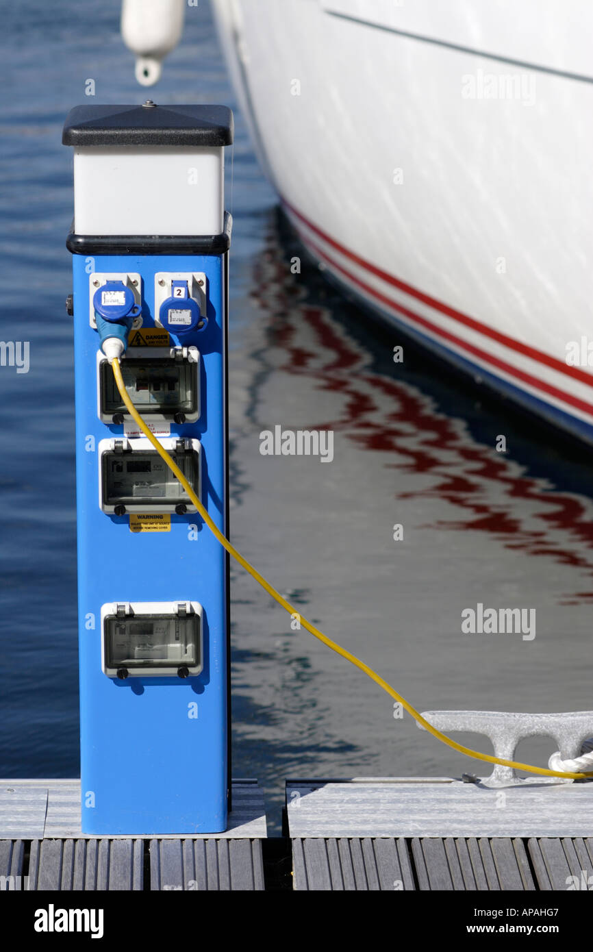 Utility bollard on marina quayside Stock Photo - Alamy