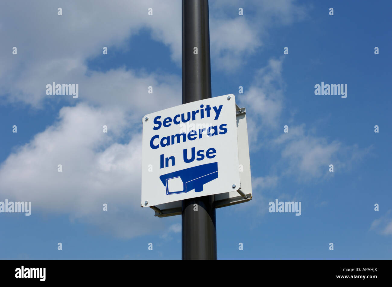 Sign reading Security Cameras in Use Stock Photo - Alamy