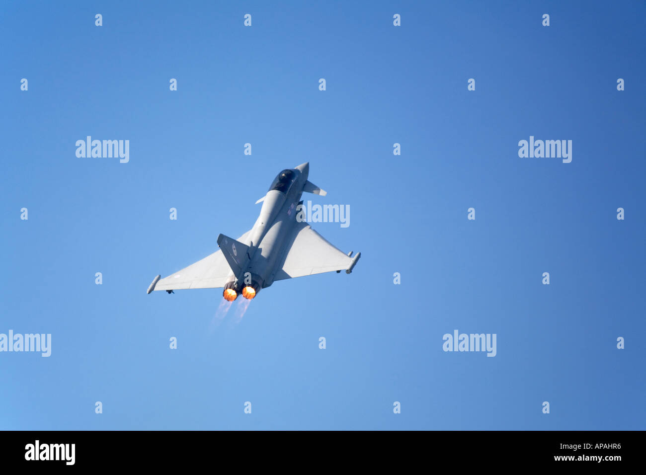 RAF Typhoon F2 29(R) Squadron multi-role aircraft full afterburner ...