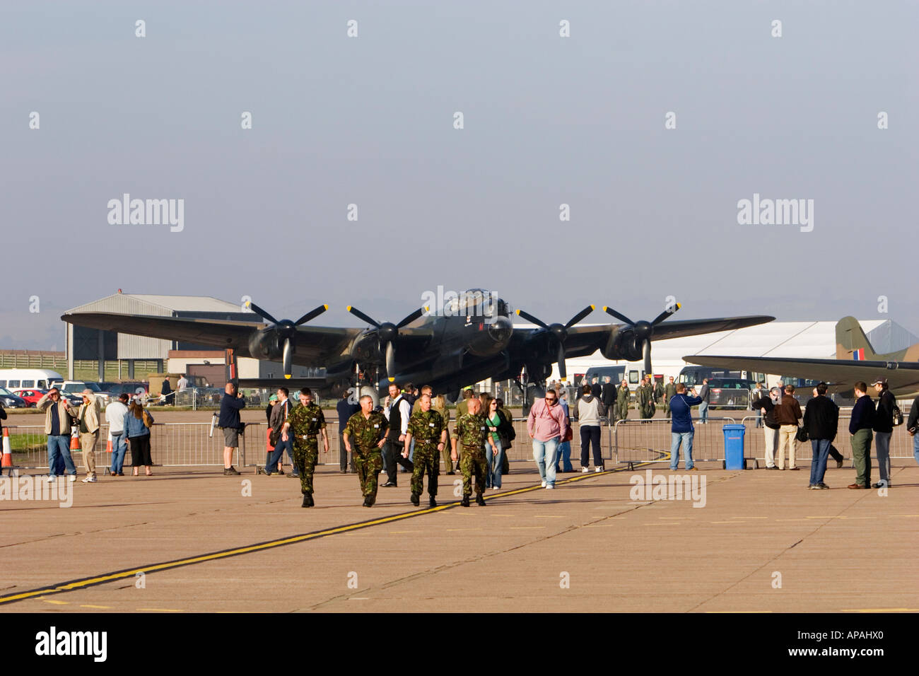 Battle of Britain Memorial Flight RAF Lancaster Bomber on flight line ...