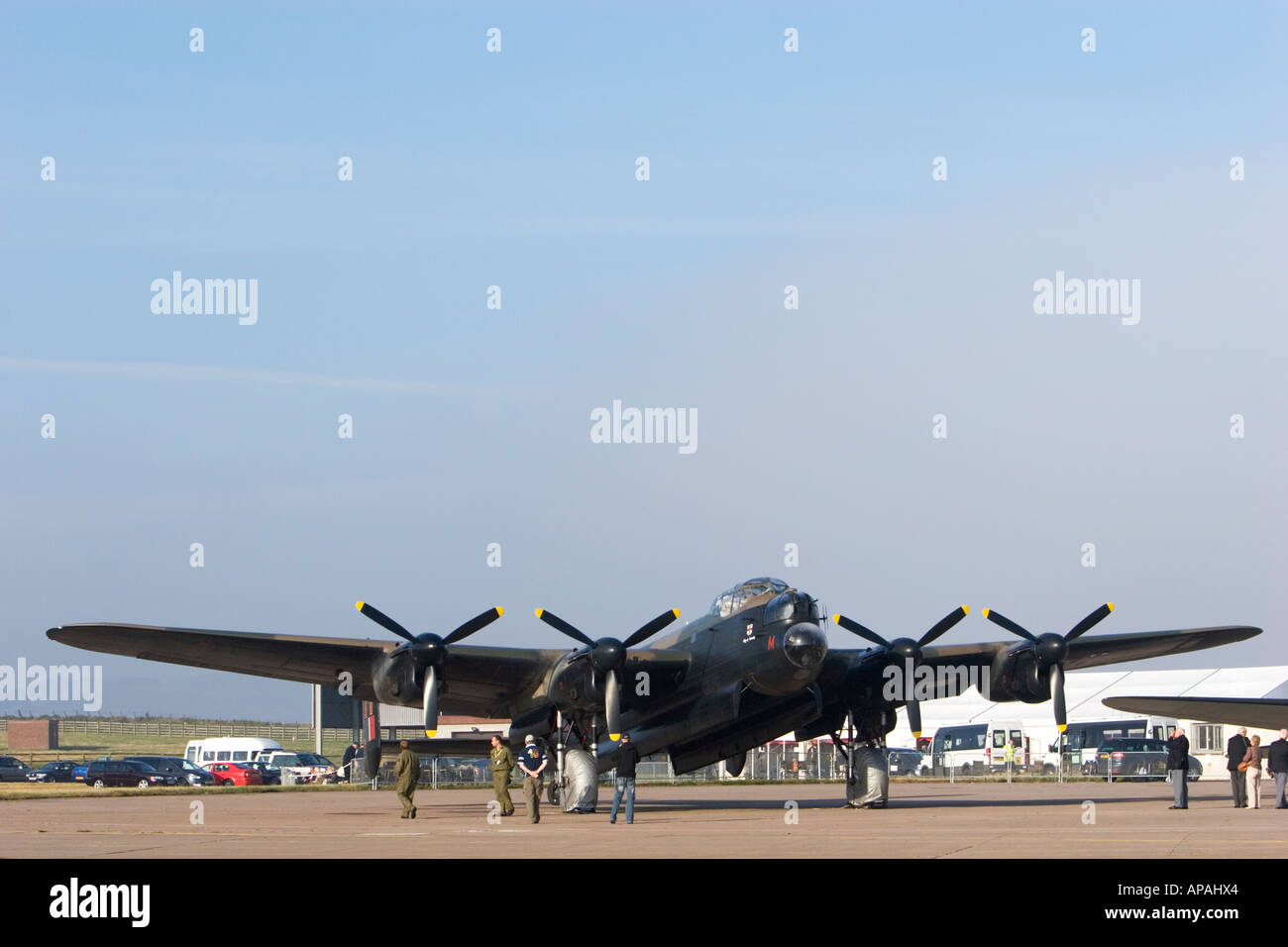 Battle of Britain Memorial Flight RAF Lancaster Bomber on flight line ...
