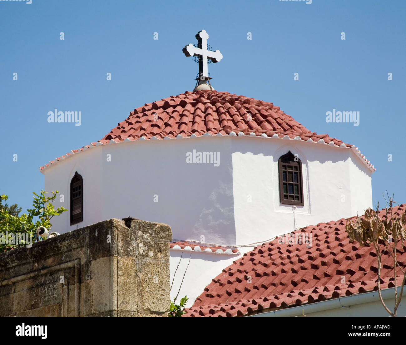 Byzantine Church Lindos Rhodes Greek Islands Greece Hellas Stock Photo ...