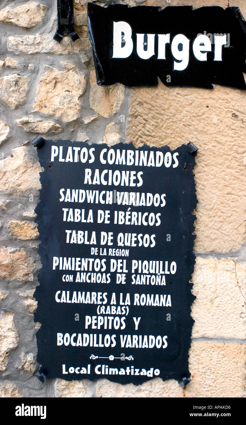 burger menu in spain Stock Photo - Alamy