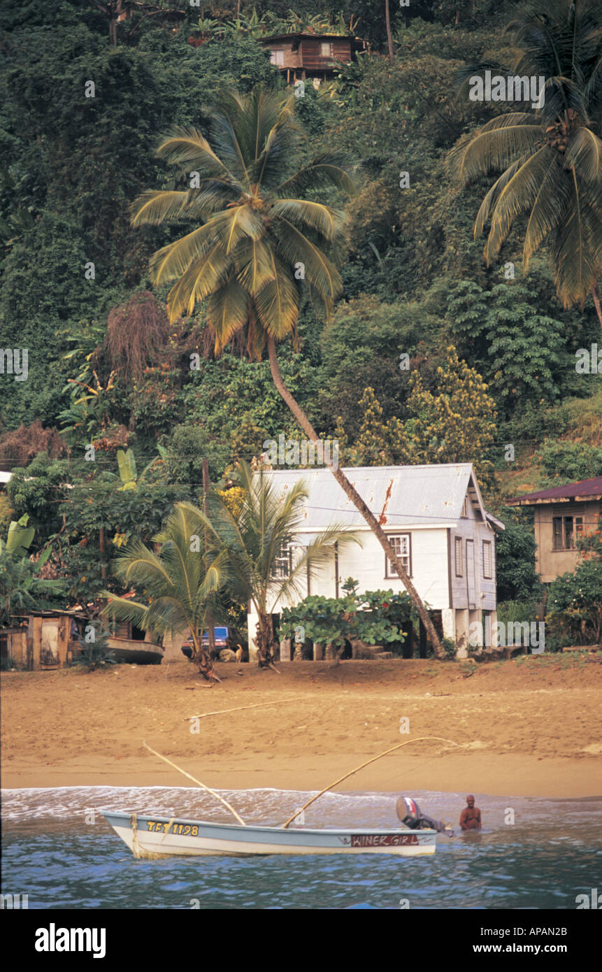 Beach hut on Parlatuvier Bay Tobago Stock Photo - Alamy