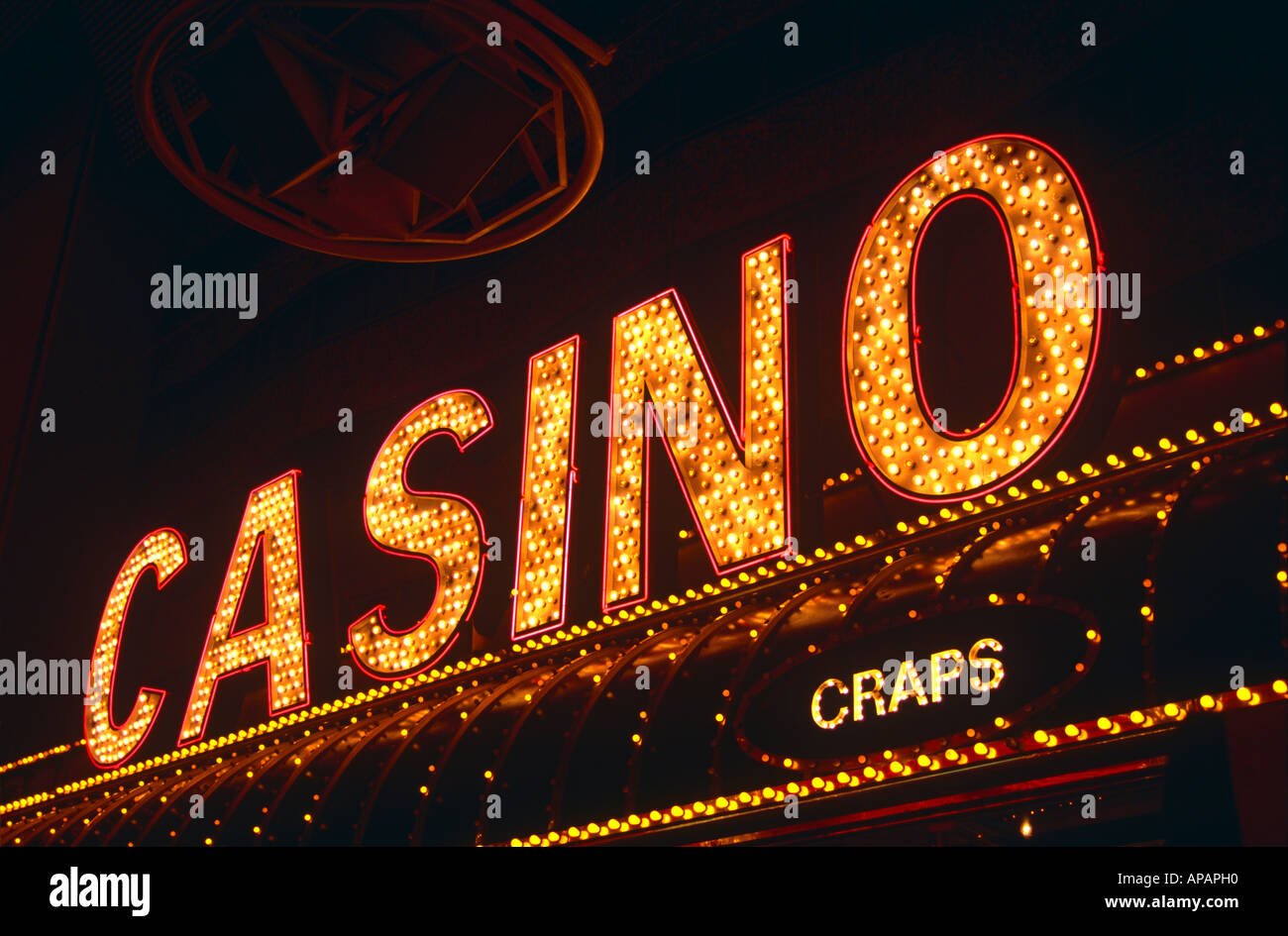 Casino sign lit at night, Las Vegas, Nevada, USA Stock Photo - Alamy