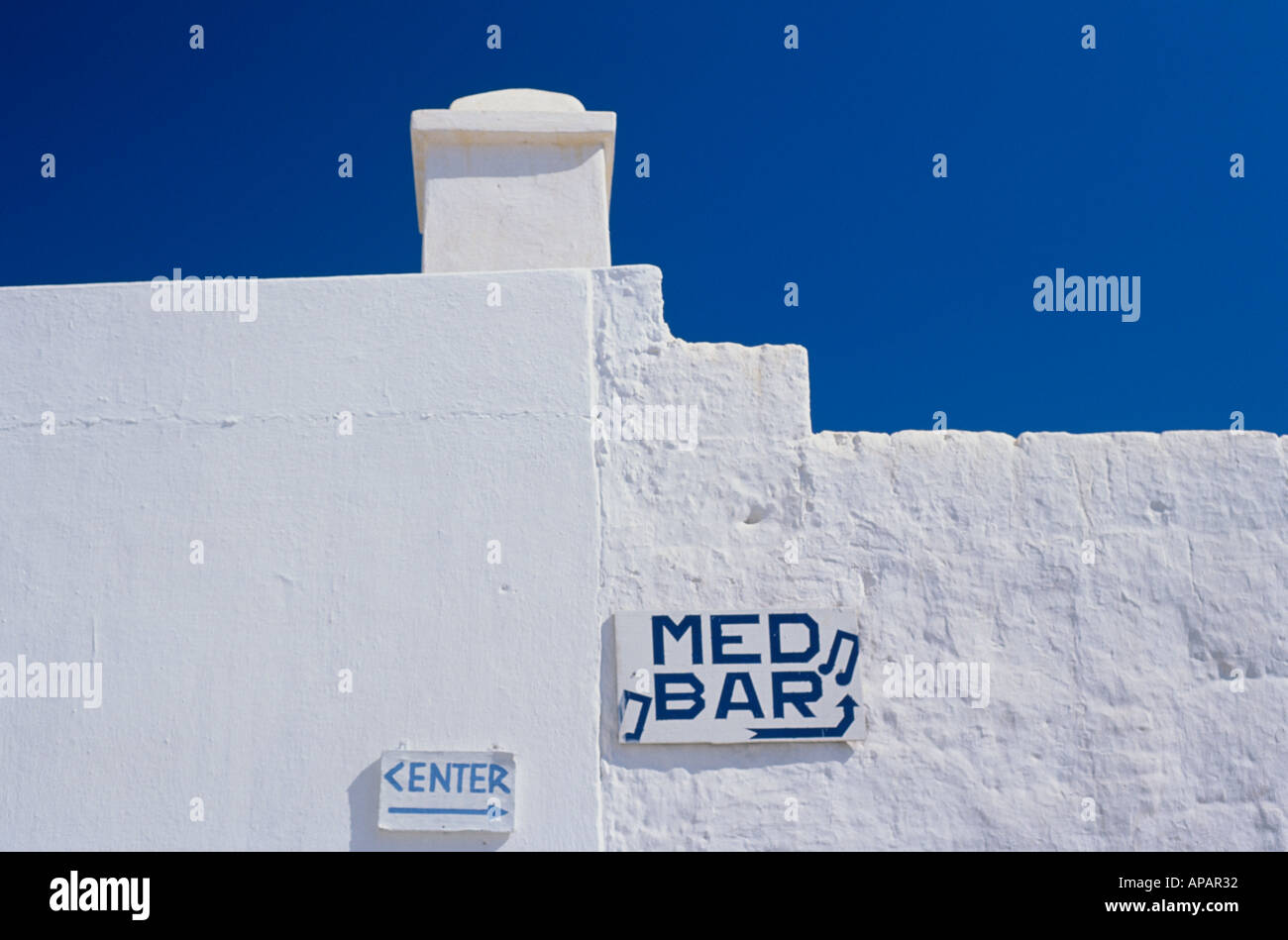 The Med Bar Sign Lindos Rhodes Greek Islands Hellas Stock Photo - Alamy