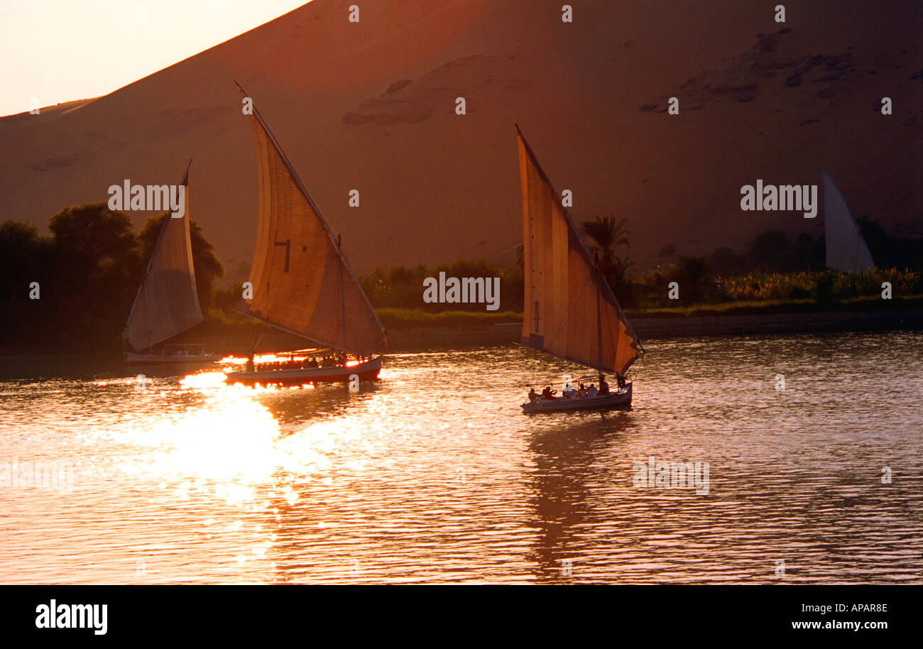 Egypt Sunset Feluccas on the Nile Stock Photo - Alamy