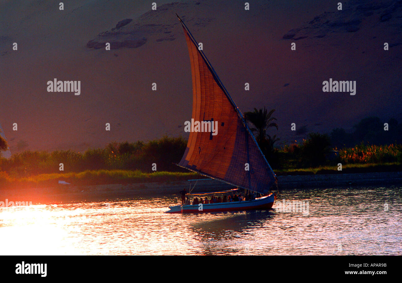 Egypt Sunset Felucca on the Nile Near Aswan Stock Photo - Alamy