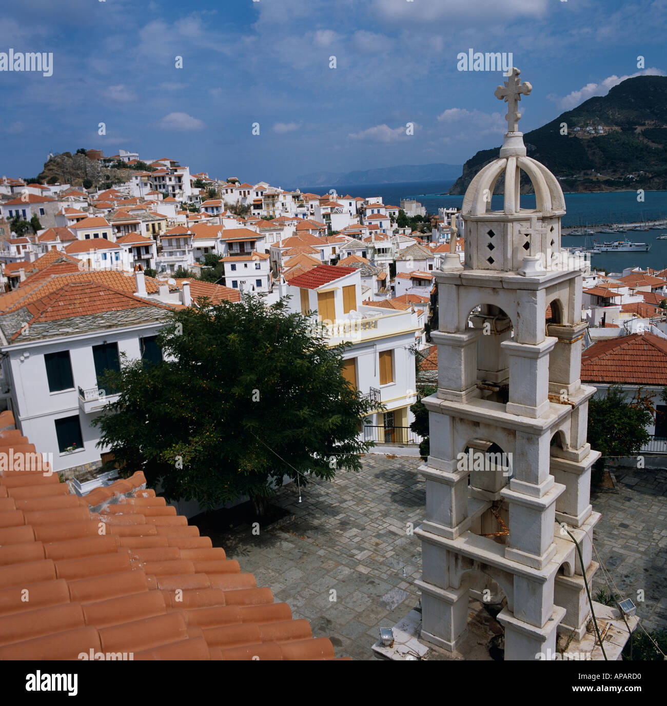Church Spire Skopelos Town Skopelos Greek Islands Stock Photo - Alamy