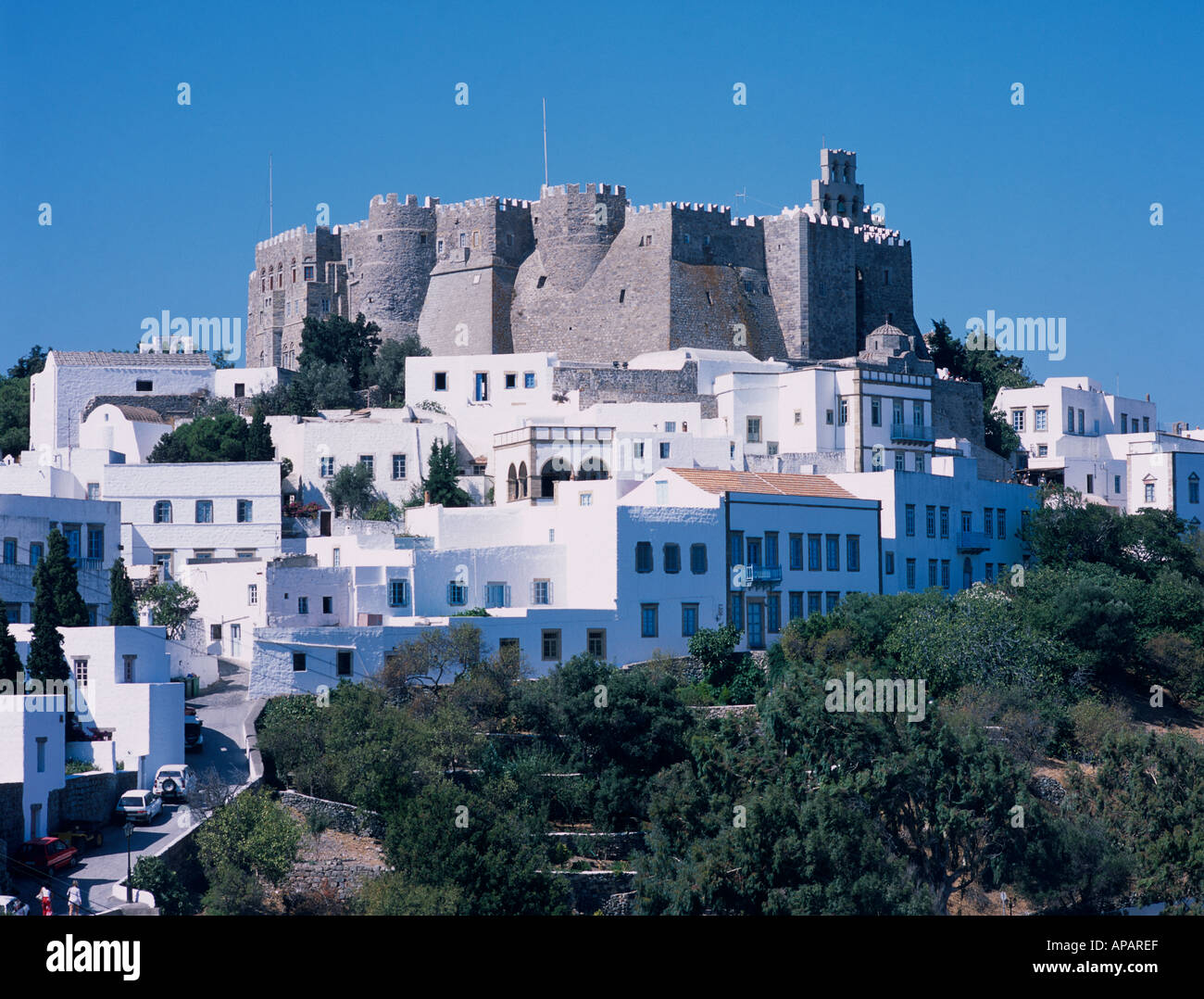 Monastery Of St.John Hora Patmos Greek Islands Hellas Stock Photo - Alamy