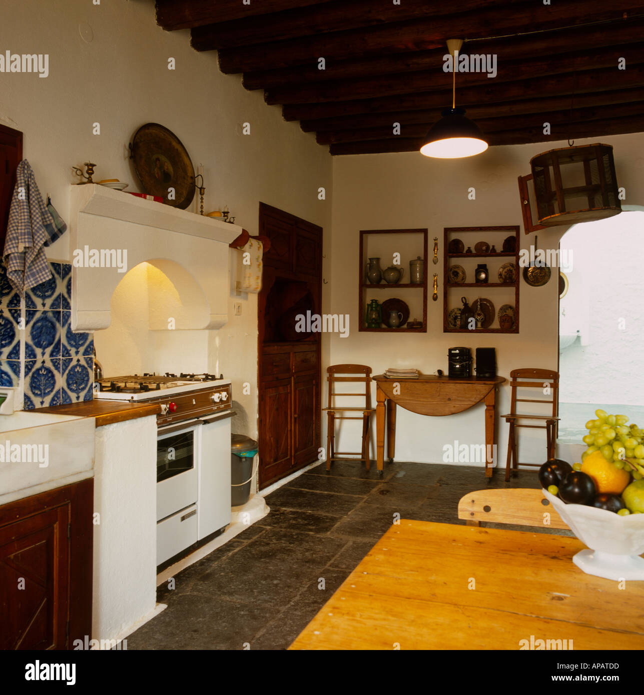 Kitchen Interior Classic Villa Lindos Rhodes Greek Islands Hellas Stock ...