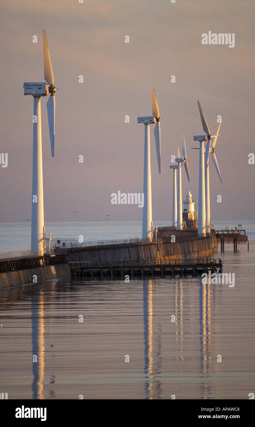 Wind Turbines on Blyth Harbour Northumberland England Stock Photo - Alamy