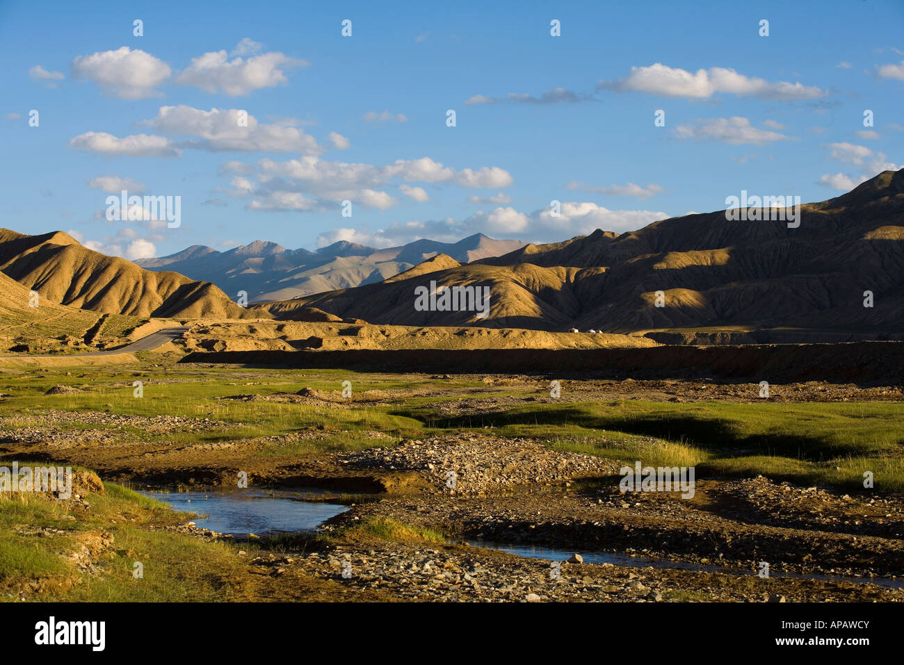 Mountain and river in Highland Area Stock Photo - Alamy