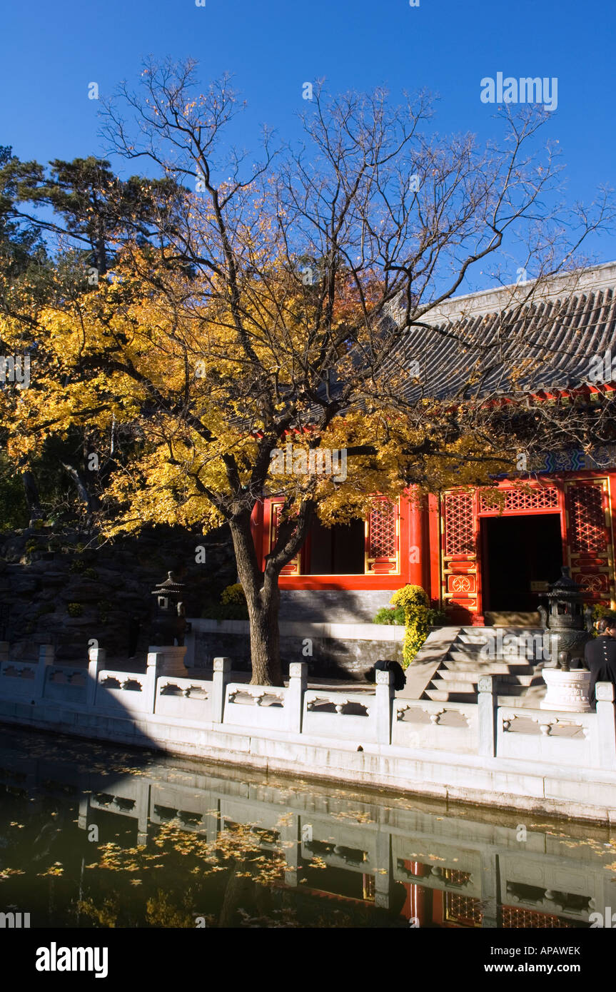autumn colours at a temple in Fragrant Hills Park in the Western Hills ...