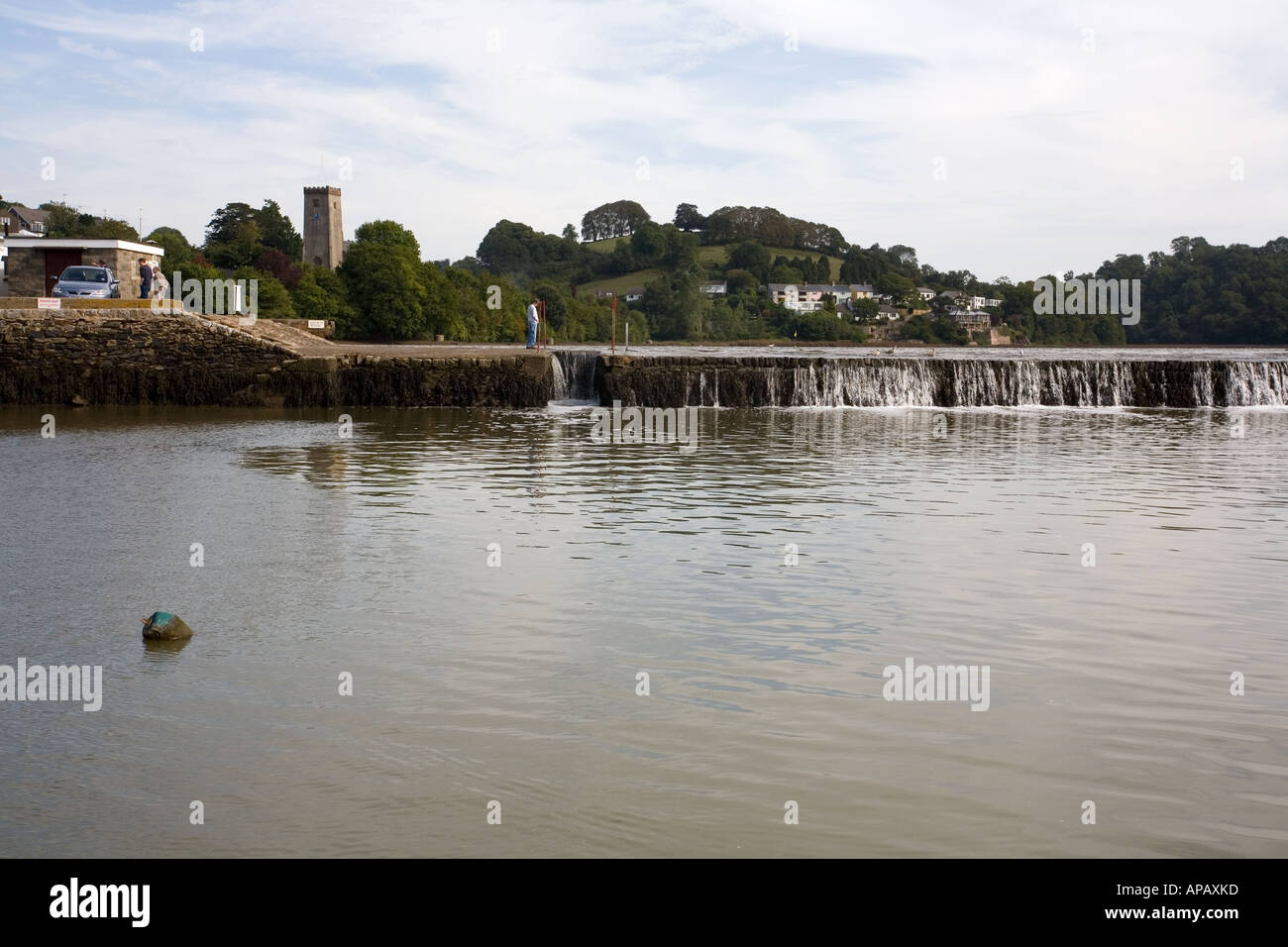 The weir at Stoke Gabriel on the river Dart, Devon, England Stock Photo ...