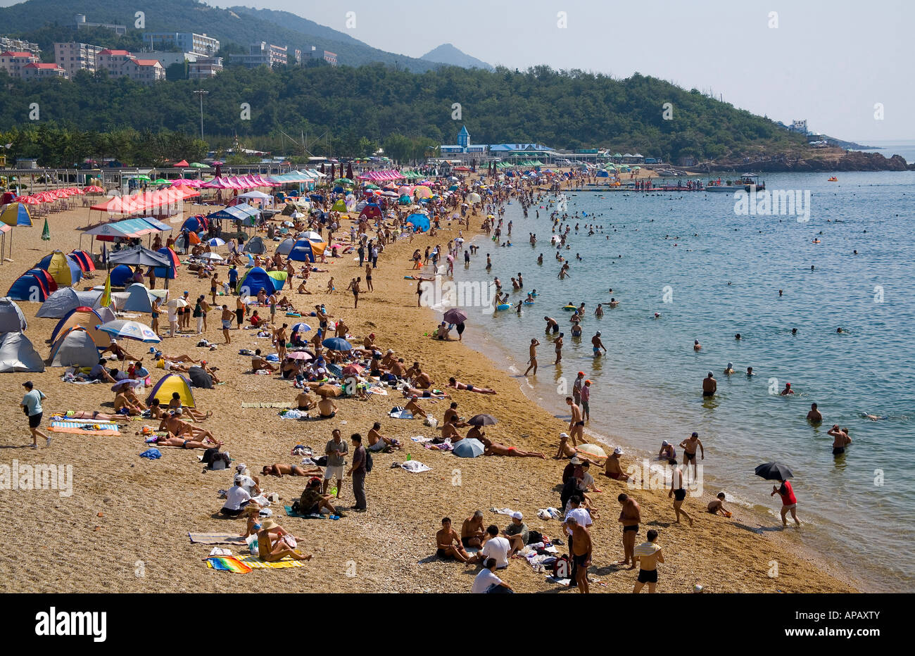 The Scene of the Beach in Dalian Stock Photo - Alamy