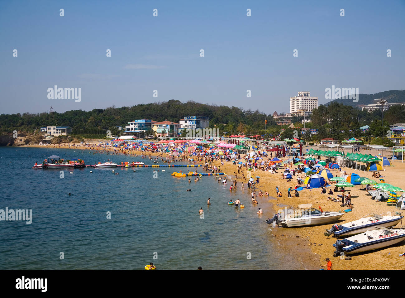 The Scene of the Beach in Dalian Stock Photo - Alamy